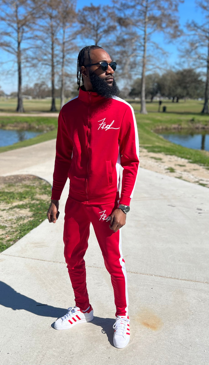 Fire Red Puff Signature Tracksuit – Fresh Yung Man Vision